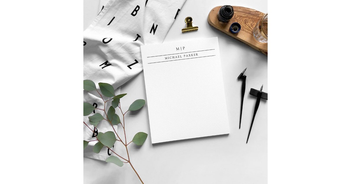 Minimalist Masculine | Initials and Name Notepad | Zazzle