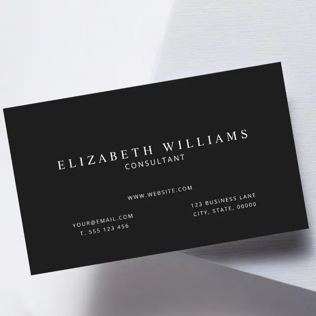 Minimalist Matte Black Professional Business Card | Zazzle