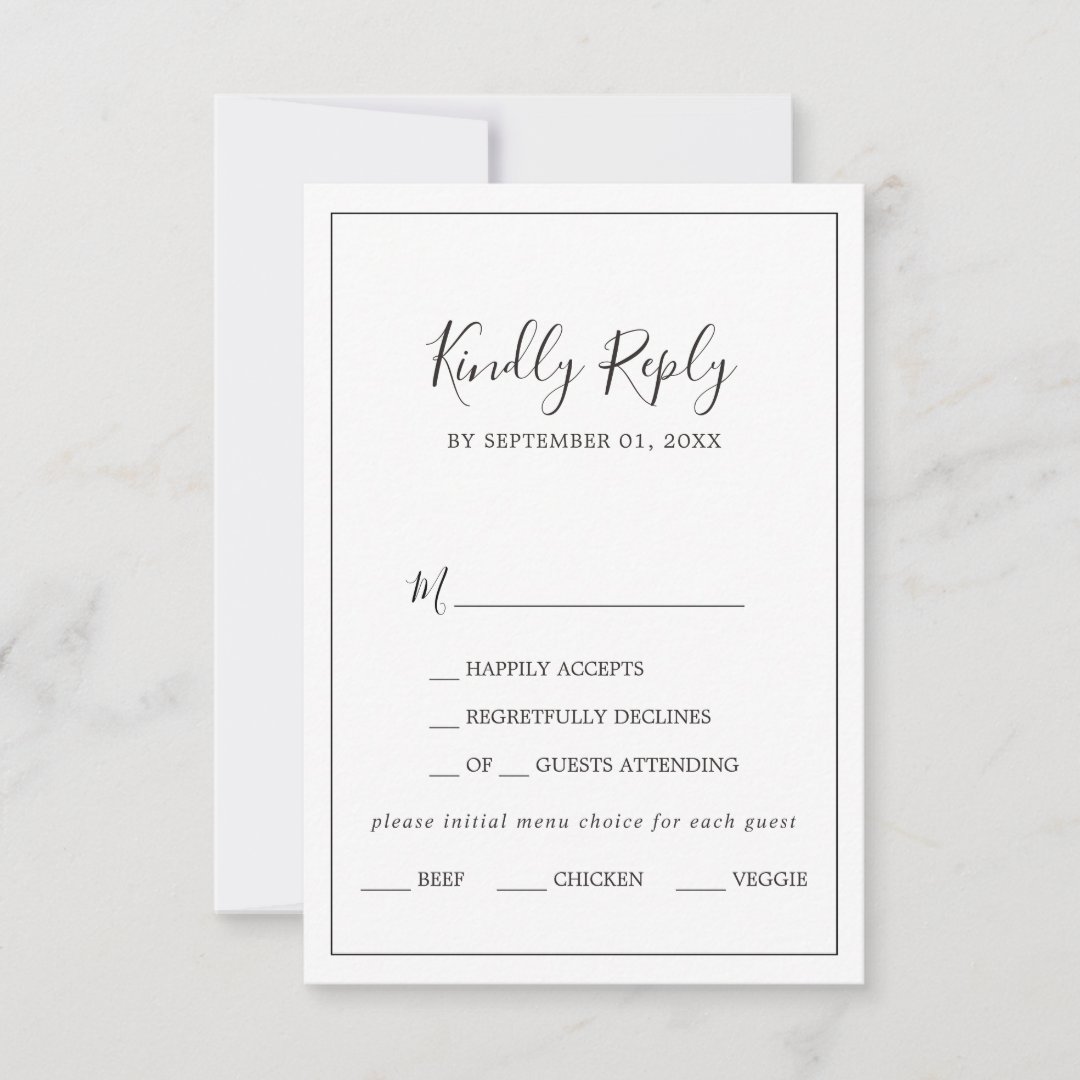 Minimalist Menu Choice RSVP Card | Zazzle