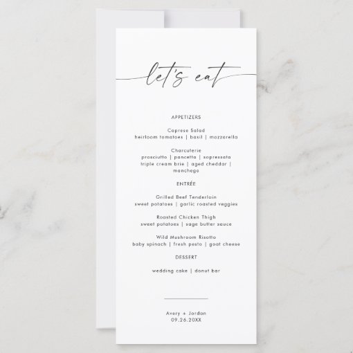 Minimalist Menu + Thank You Note | Wedding Napkin | Zazzle