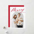 Minimalist Merry Red Script Arch Photo Holiday Card | Zazzle