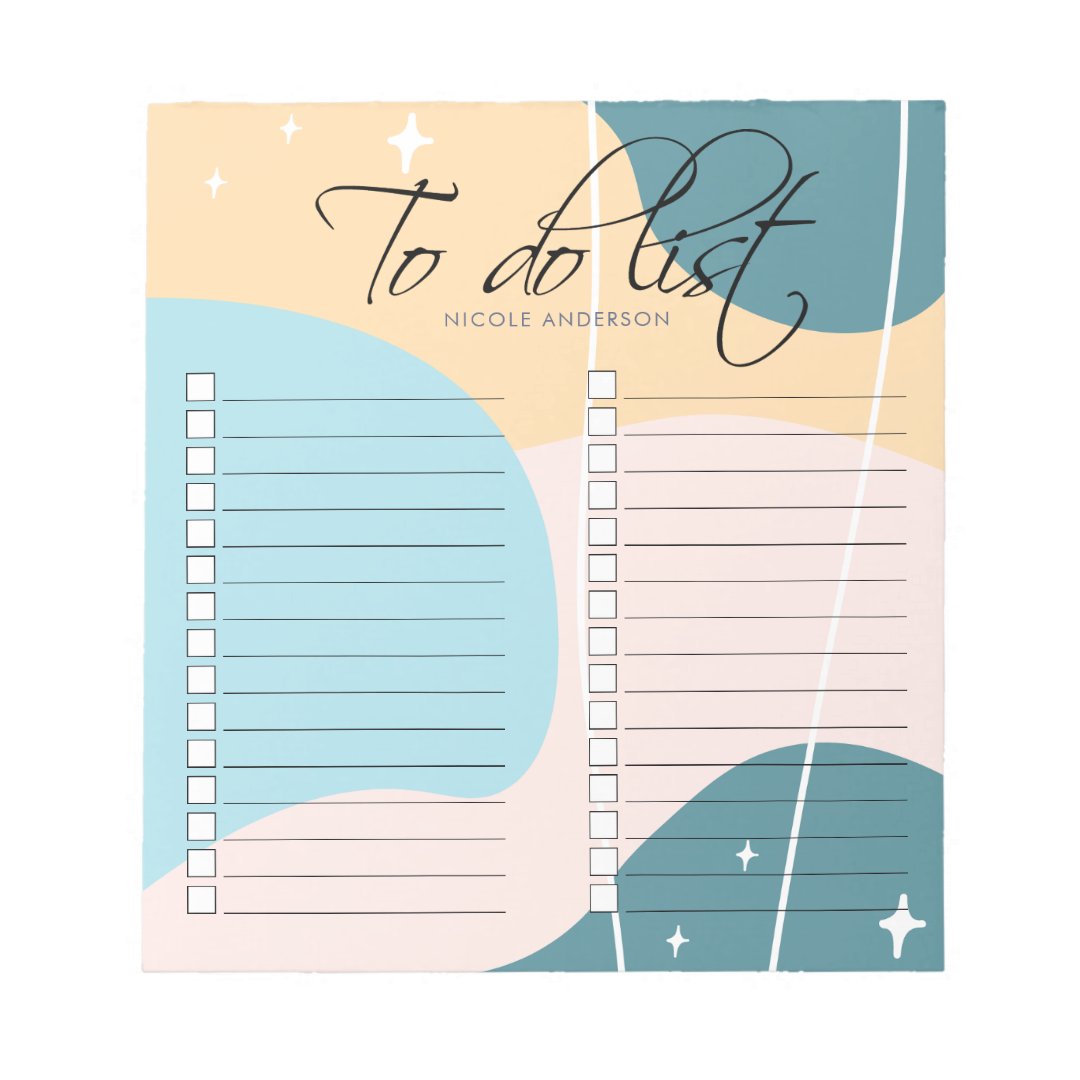 Minimalist Modern Abstract Pastel To Do List Notepad | Zazzle