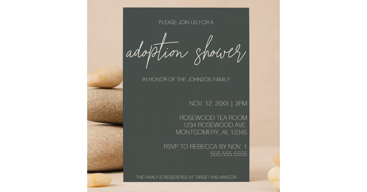 Minimalist Modern Adoption Baby/Child Shower Invitation | Zazzle