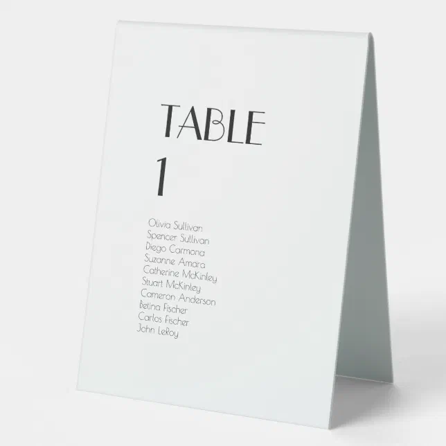 Minimalist Modern Art Deco guests table tent sign | Zazzle