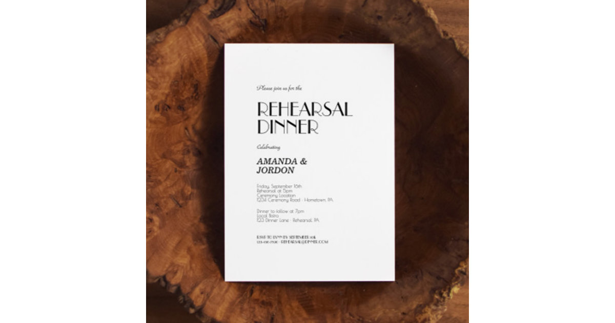 Minimalist Modern Art Deco Rehearsal Dinner Invitation | Zazzle