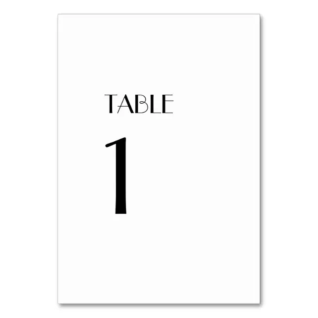 Minimalist Modern Art Deco Table Numbers Sign | Zazzle
