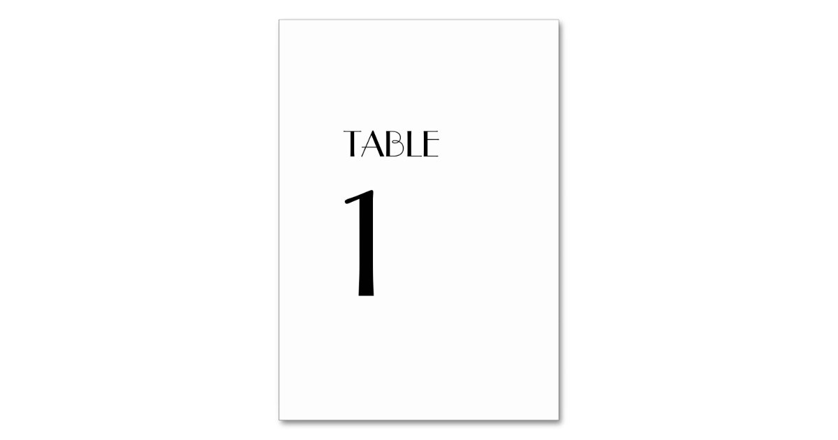 Minimalist Modern Art Deco Table Numbers Sign | Zazzle