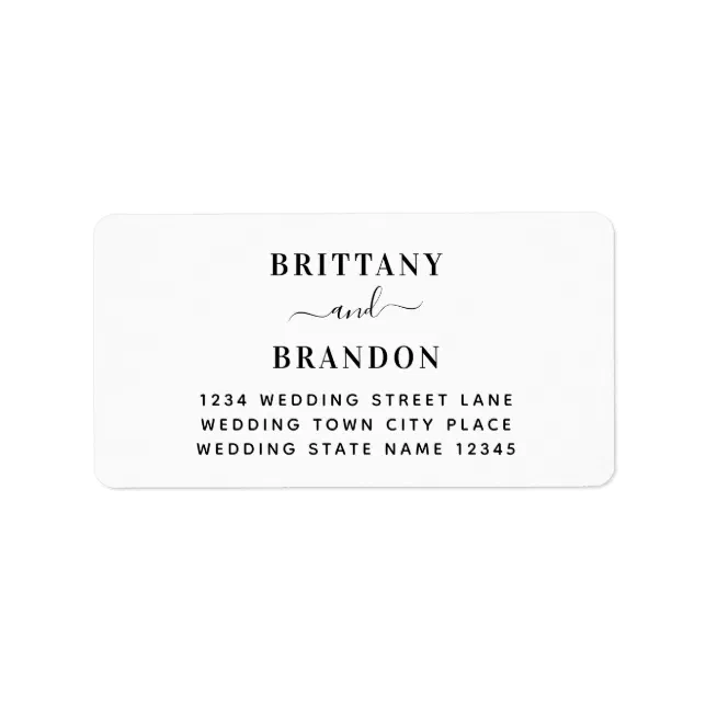 Minimalist Modern Black and White Wedding Address Label | Zazzle