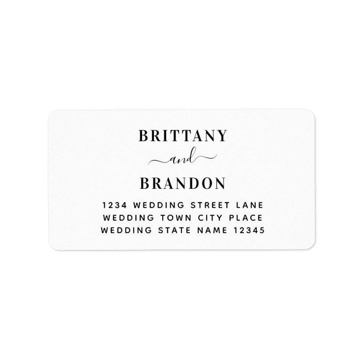 Minimalist Modern Black and White Wedding Address Label | Zazzle