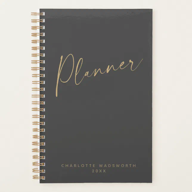 Minimalist Modern Black Gold Personalized Weekly Planner | Zazzle