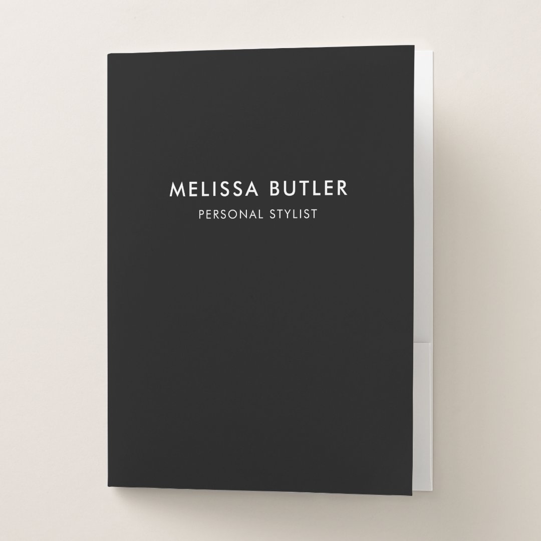 Minimalist Modern | Black Pocket Folder | Zazzle