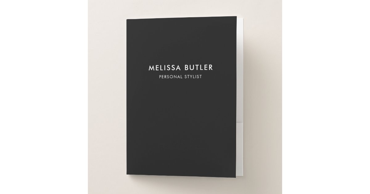 Minimalist Modern | Black Pocket Folder | Zazzle