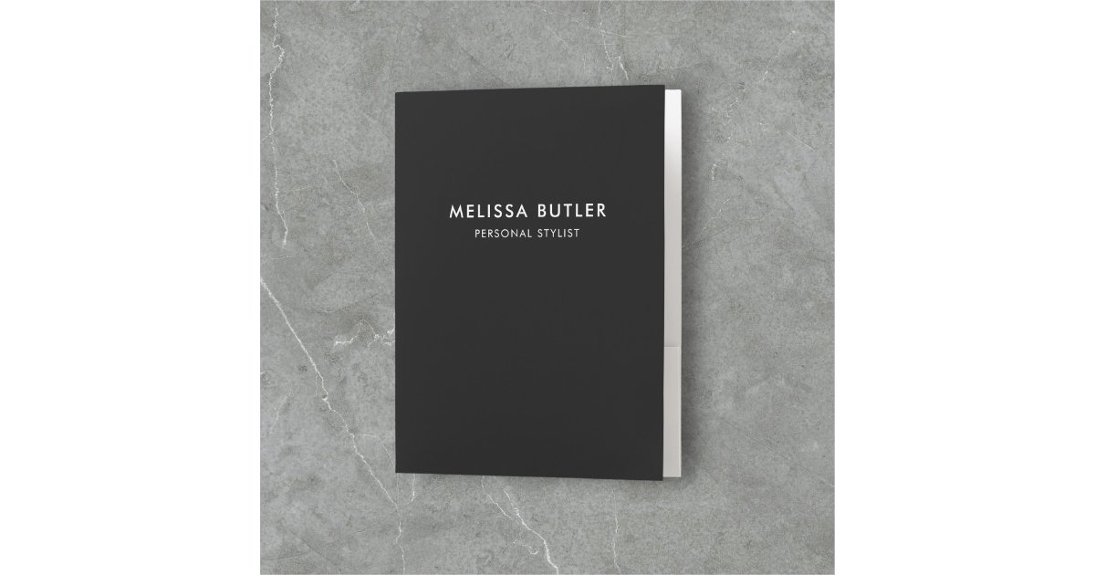 Minimalist Modern | Black Pocket Folder | Zazzle