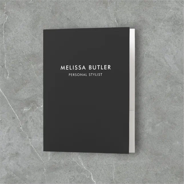 Minimalist Modern | Black Pocket Folder | Zazzle