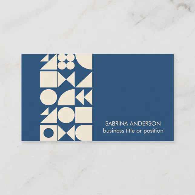 Minimalist Modern Blue Geometric Shapes Business Card | Zazzle