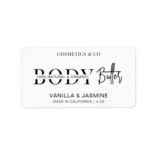 Minimalist Modern Body Butter Jar Cosmetic Product Label | Zazzle