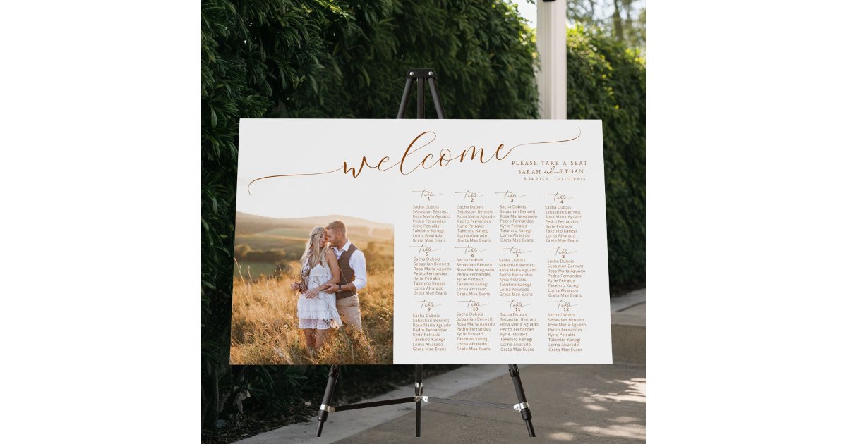 Minimalist Modern Boho Photo Wedding Seating Chart Foam Board | Zazzle