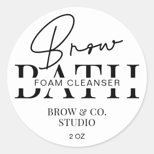Minimalist Modern Brow Foam Cleanser Packaging Classic Round Sticker ...