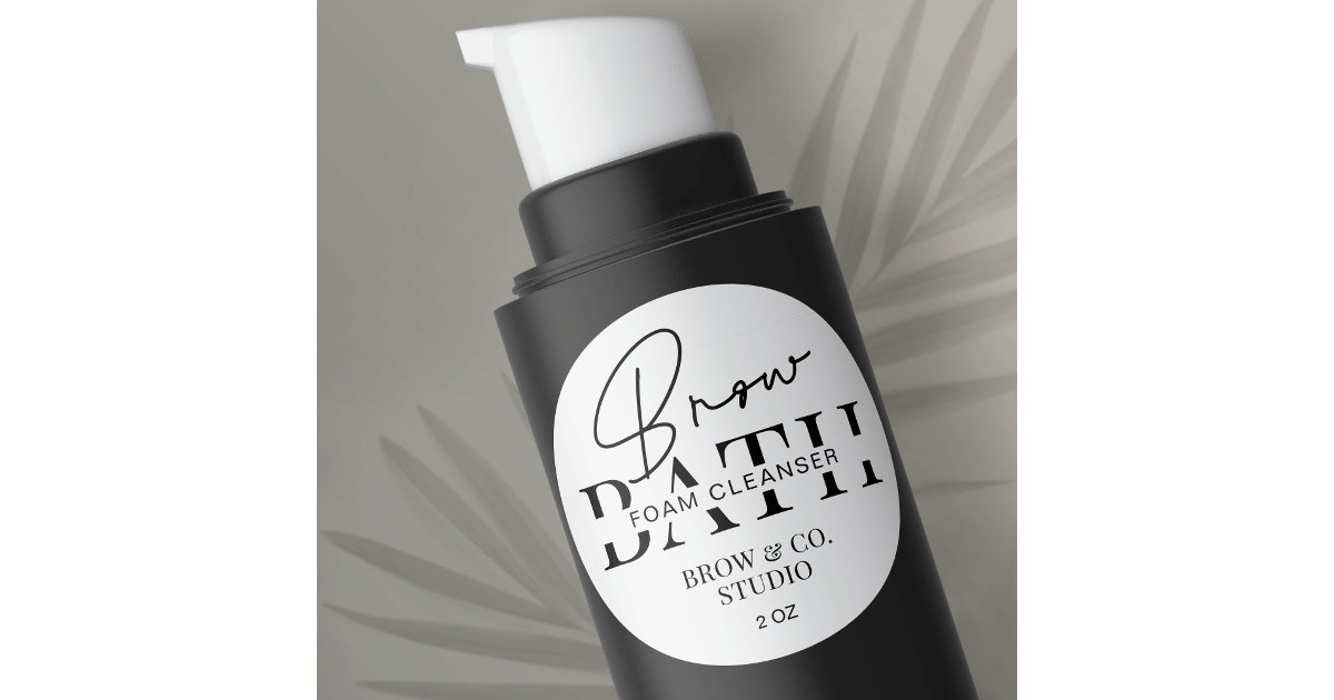 Minimalist Modern Brow Foam Cleanser Packaging Classic Round Sticker ...