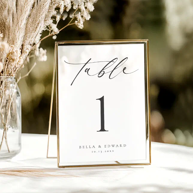 Minimalist Modern Calligraphy Table Number Card | Zazzle
