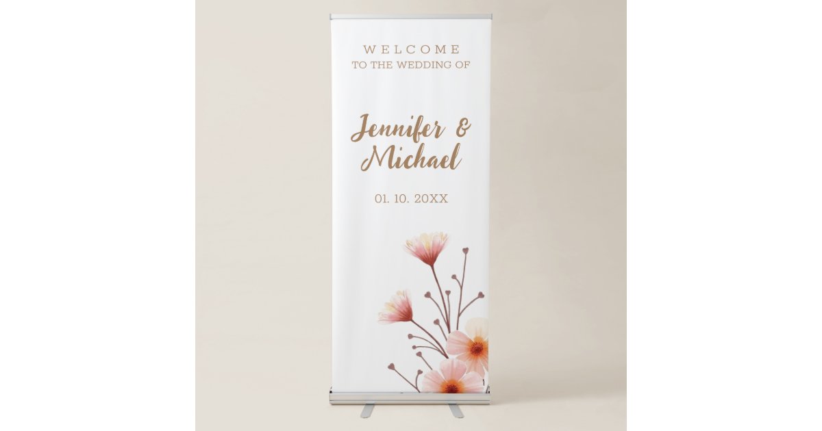 Minimalist Modern Calligraphy Wedding Welcome Retractable Banner | Zazzle