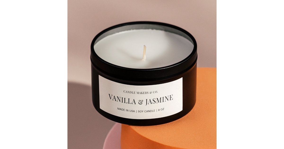 Minimalist Modern Candle Tin 3x1" Rectangle Label | Zazzle