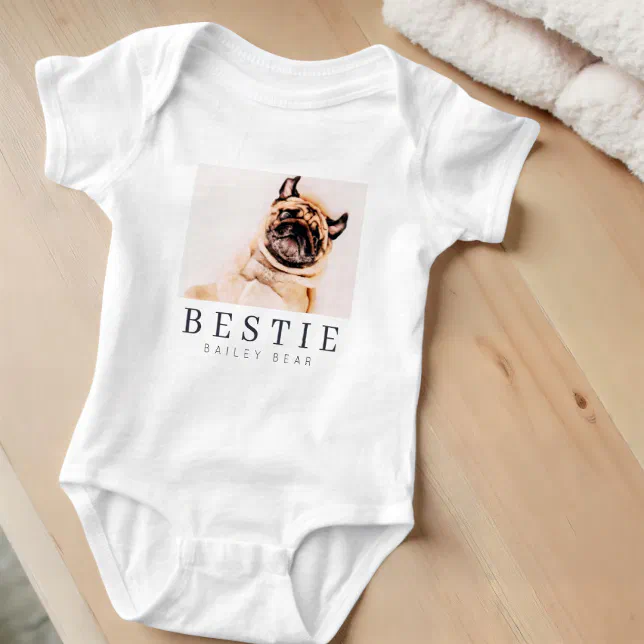 Minimalist Modern Chic Pet Bestie BFF Photo Baby Bodysuit | Zazzle