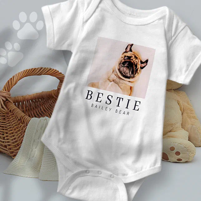 Minimalist Modern Chic Pet Bestie BFF Photo Baby Bodysuit | Zazzle
