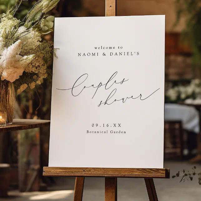 Minimalist Modern Chic Script Couples Shower Sign | Zazzle