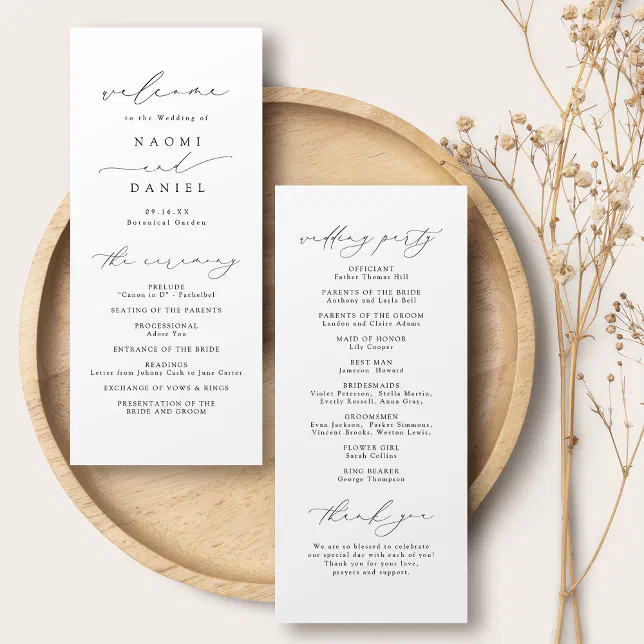 Minimalist Modern Chic Script Elegant Wedding Program | Zazzle