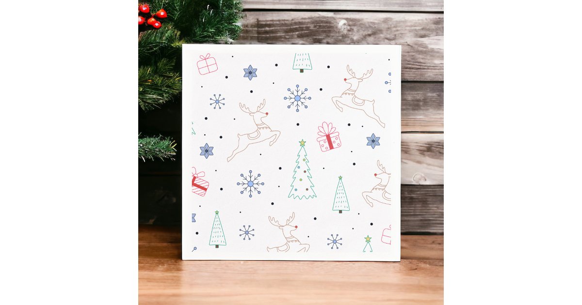 Minimalist Modern Christmas Color Line Art Napkins | Zazzle