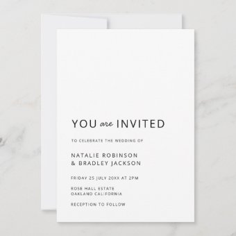 Minimalist Modern | Clean Simple Wedding Invitation | Zazzle