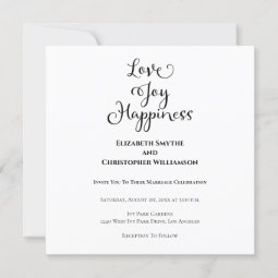 Minimalist Modern Contemporary Love Joy Wedding Invitation | Zazzle