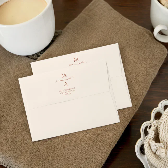 Minimalist Modern Cream Terracotta Boho Wedding Envelope | Zazzle