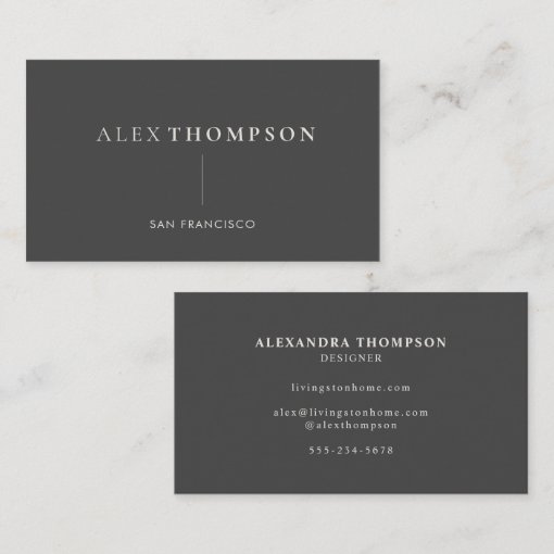Minimalist Modern Creative Name Black and White Business Card | Zazzle