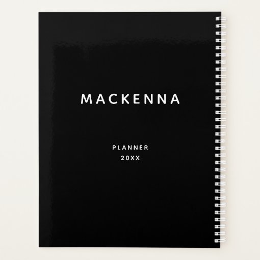 Minimalist Modern Elegant Black Personalized Name Planner | Zazzle