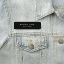 Minimalist Modern Elegant Black Template Rounded Name Tag | Zazzle