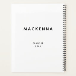 Minimalist Modern Elegant Black White Personalized Planner | Zazzle