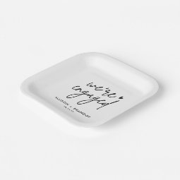 Minimalist Modern Engagement Party Engaged Paper Plates | Zazzle