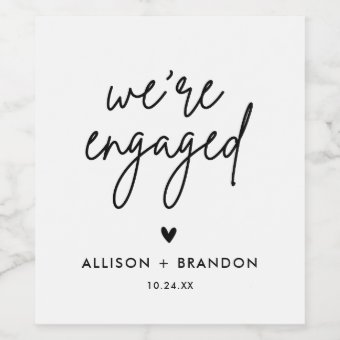 Minimalist Modern Engagement Party Favors Wine Label | Zazzle