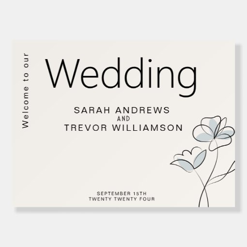 Minimalist Modern Floral Dusty Blue and Buff Foam Board | Zazzle