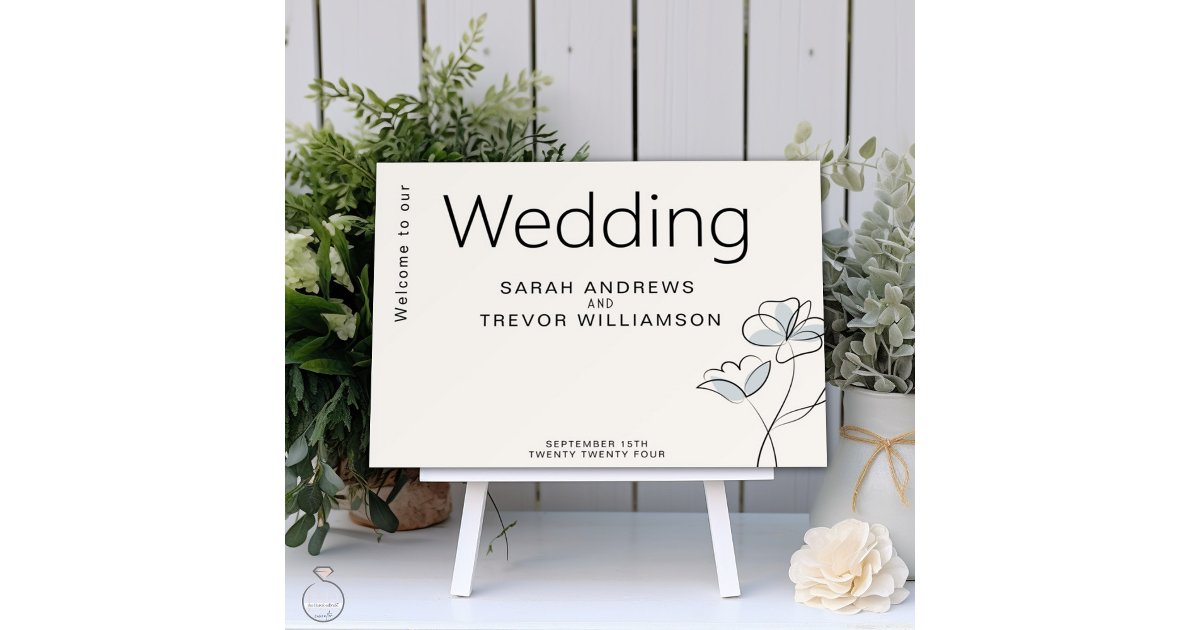 Minimalist Modern Floral Dusty Blue and Buff Foam Board | Zazzle