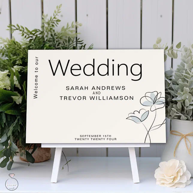 Minimalist Modern Floral Dusty Blue and Buff Foam Board | Zazzle