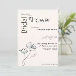Minimalist Modern Floral Dusty Blue and Buff Invitation | Zazzle