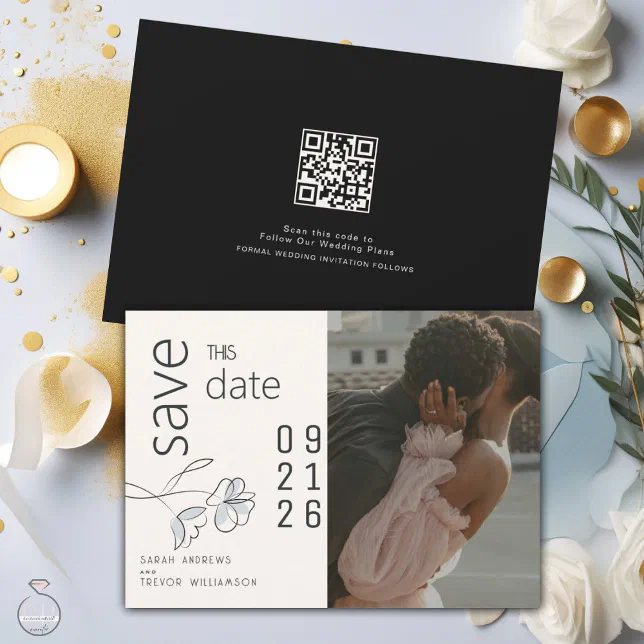 Minimalist Modern Floral Dusty Blue and Buff Invitation | Zazzle