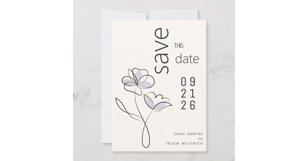 Minimalist Modern Floral Dusty Plum and Buff Invitation | Zazzle