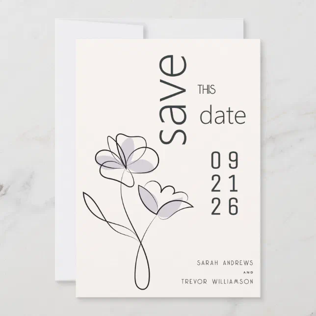 Minimalist Modern Floral Dusty Plum and Buff Invitation | Zazzle
