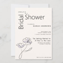 Minimalist Modern Floral Dusty Plum and Buff Invitation | Zazzle