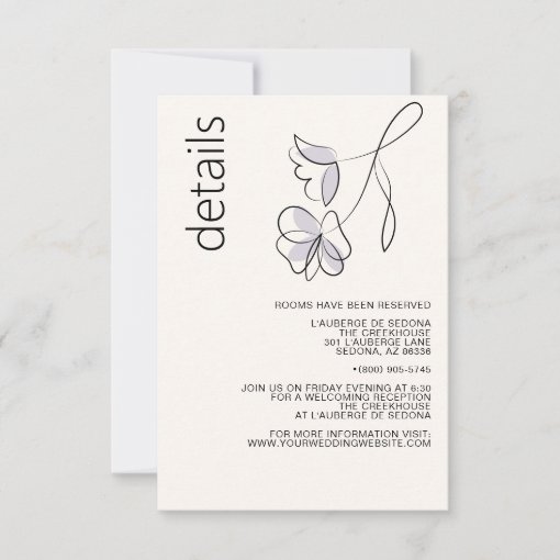 Minimalist Modern Floral Dusty Plum and Buff RSVP Card | Zazzle