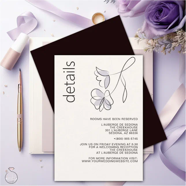 Minimalist Modern Floral Dusty Plum and Buff RSVP Card | Zazzle